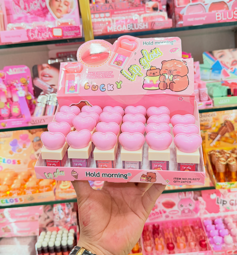 Kawaii Cube Heart Lip Gloss – Pack of 24 PCS 💕 | 6 Shades Glossy Set ...